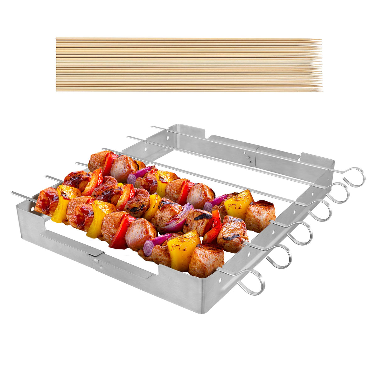 Unicook Upgraded Stainless Steel Barbecue Skewer Shish Kabob Set, 6pcs ...